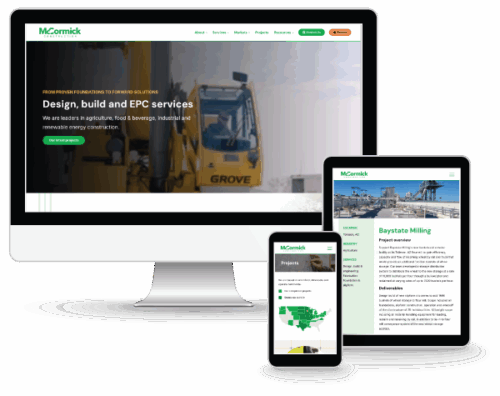 Custom website design and development for McCormick Construction